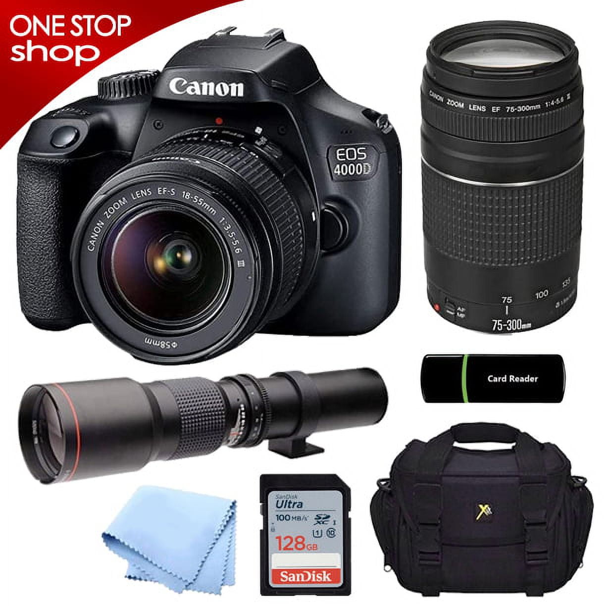 Canon EOS Rebel 4000D DSLR Camera with 18-55mm is II Lens Bundle ...