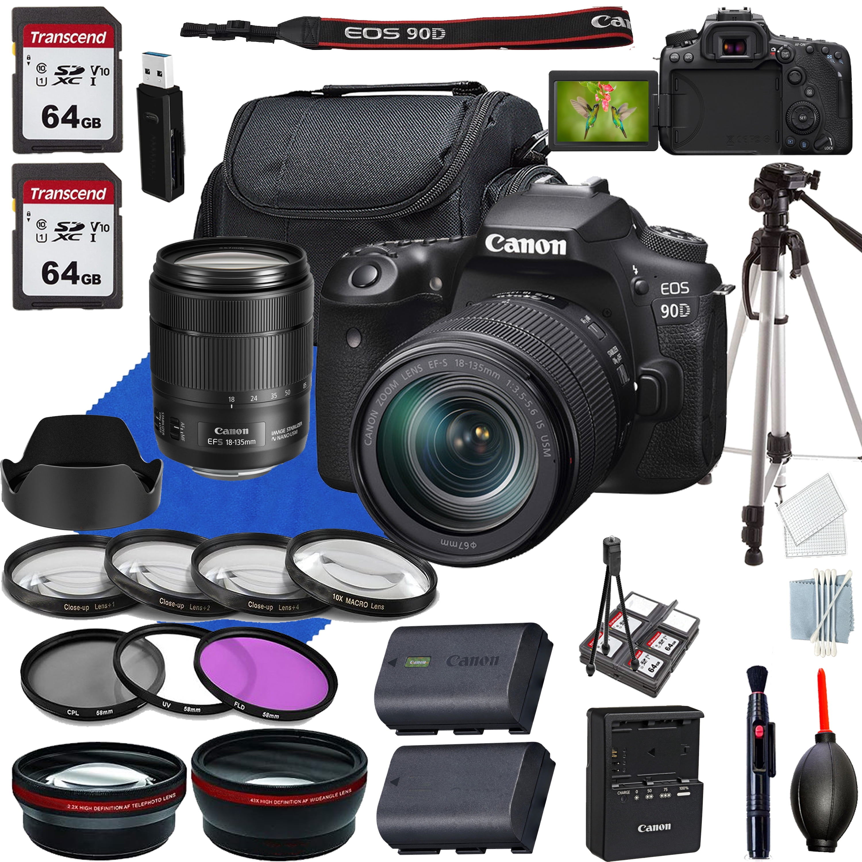 Canon EOS Rebel 90D DSLR Camera with 18-135mm+Lens Filters+COMMANDER ...