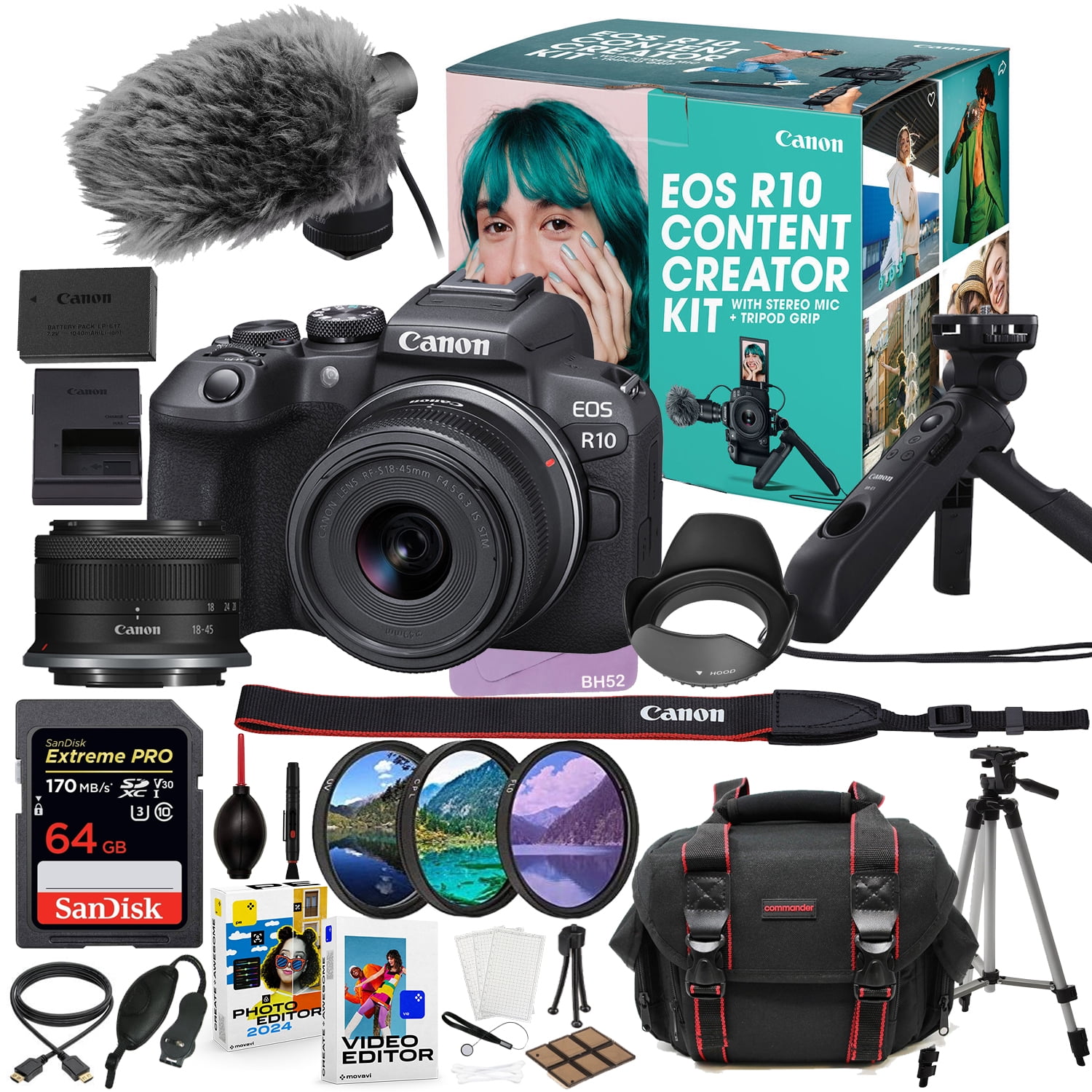 Canon EOS Rebel SL3 DSLR Camera (Body Only) + 64 GB Memory + Tripod ...
