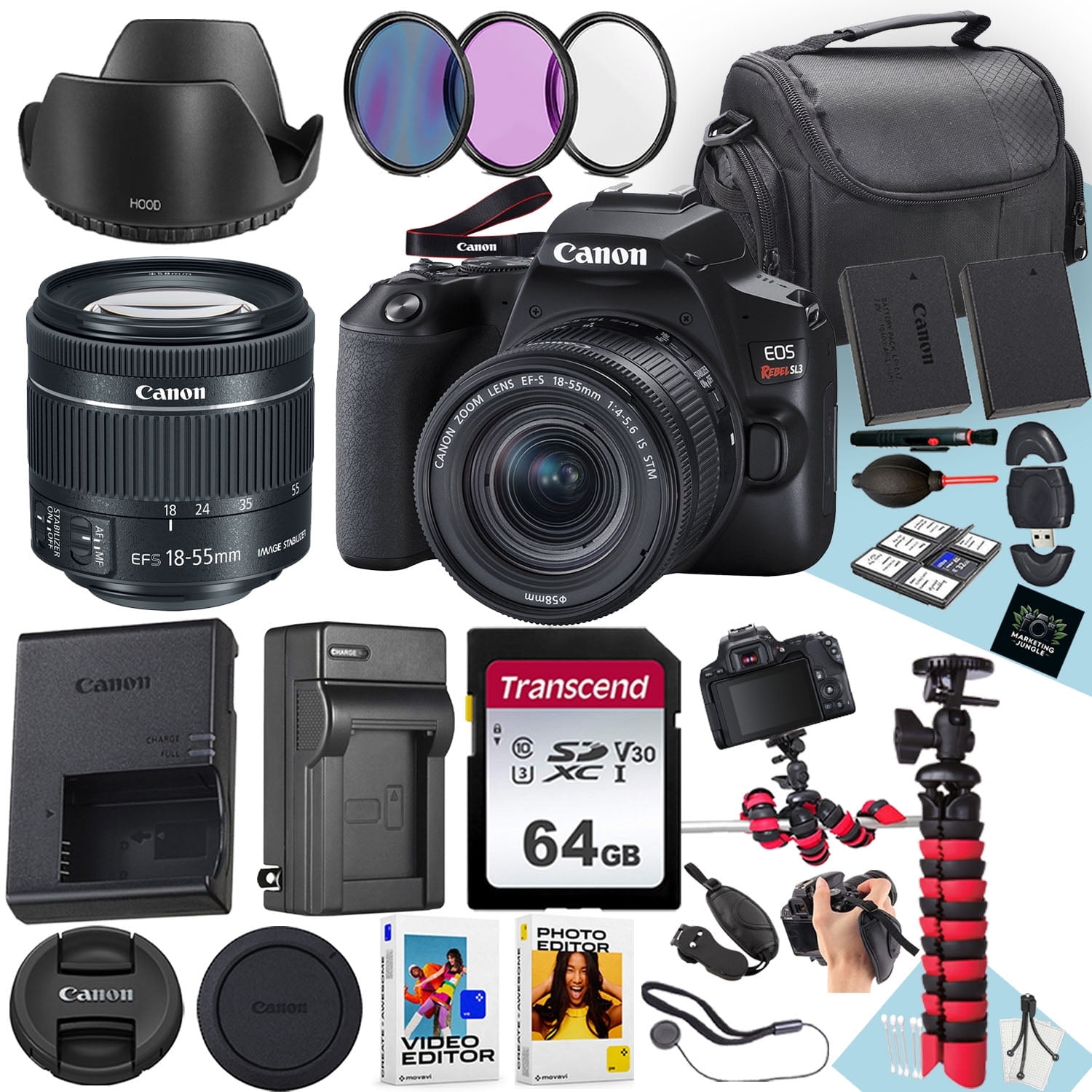Canon EOS Rebel SL3 DSLR Camera With EF-S 18-55mm f/4-5.6 IS STM Lens ...