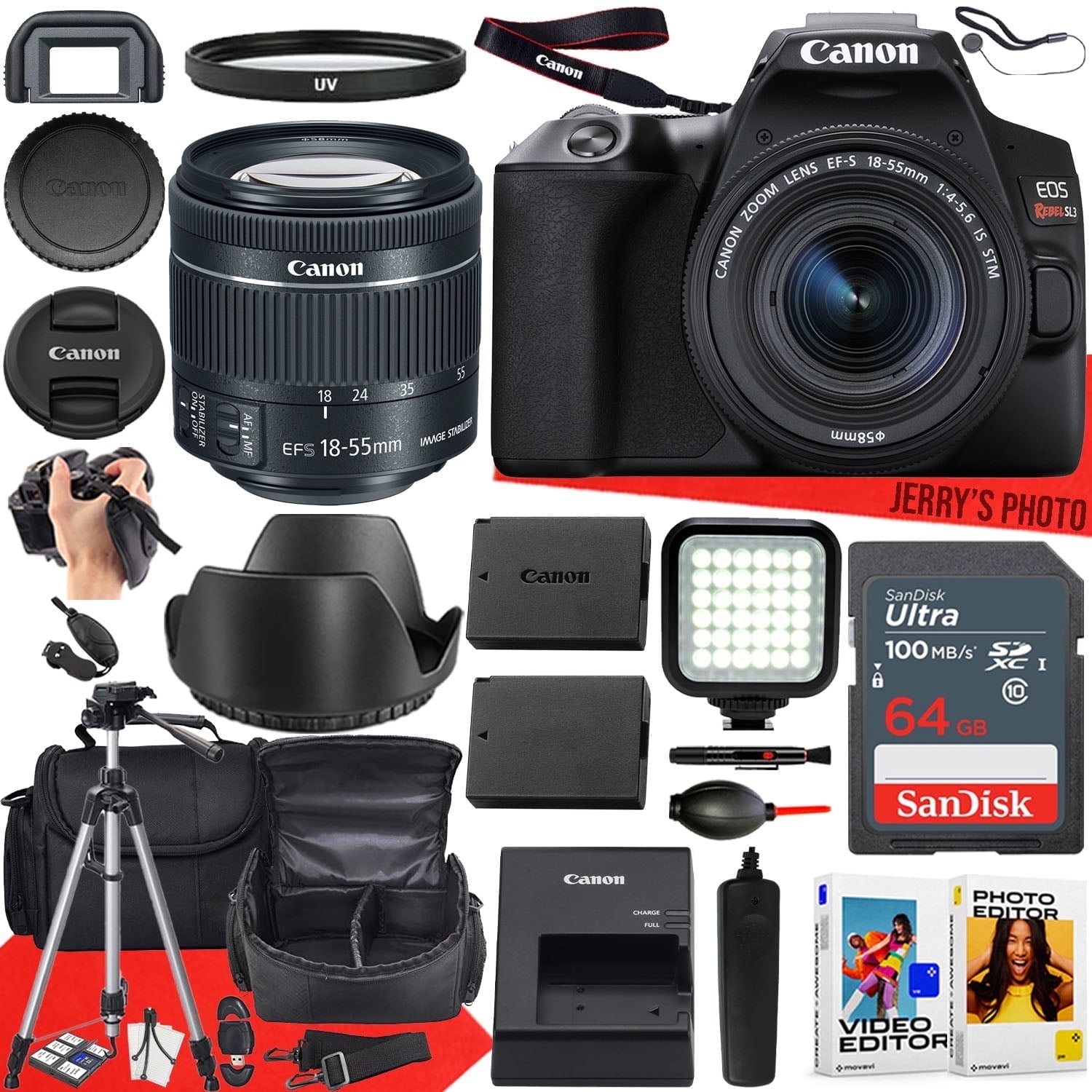 Canon EOS Rebel SL3 DSLR Camera w/Canon EF-S 18-55mm f/4-5.6 IS STM ...