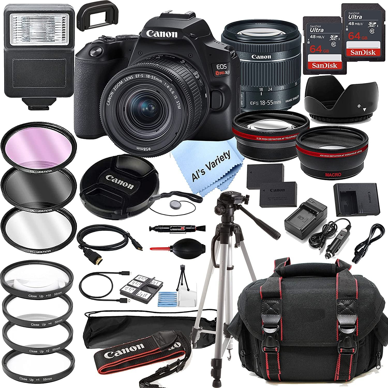 Canon EOS Rebel SL3 DSLR Camera w/EF-S 18-55mm F/4-5.6 STM Zoom Lens ...