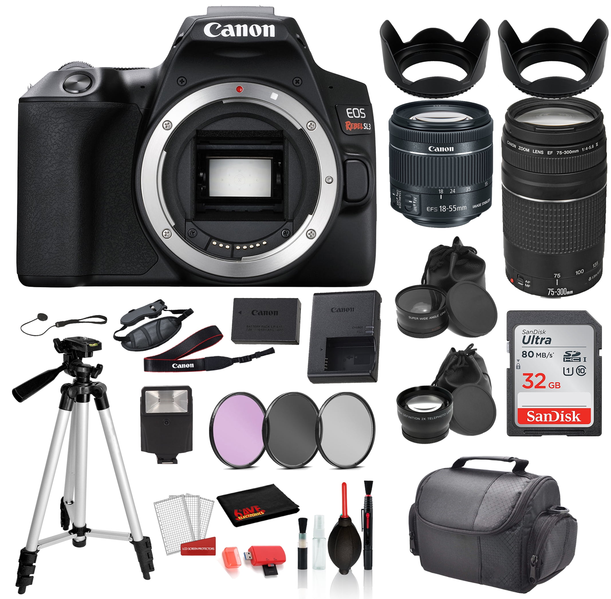Canon EOS Rebel SL3 Digital SLR Camera with 18-55mm Lens and EF 75 ...