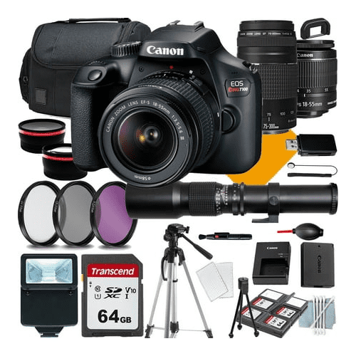 Canon EOS Rebel T100 Camera with 18-55mm+Canon EF 75-300mm f/4-5.6 III ...