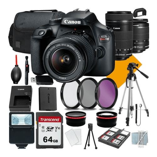 Canon EOS Rebel T100 Camera with 18-55mm+Canon EF-S 55-250mm f/4-5.6 IS ...
