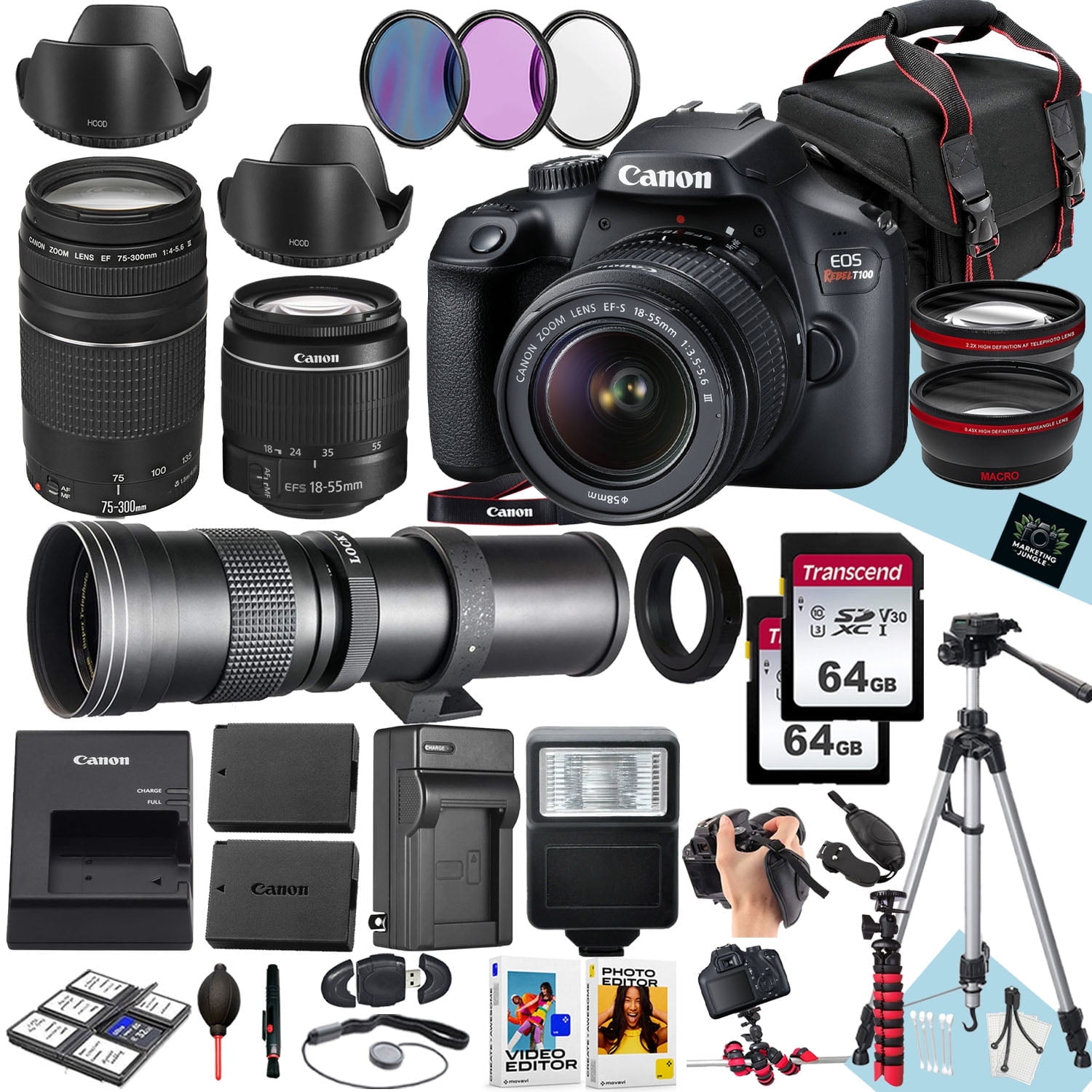 Canon EOS Rebel T100 DSLR Camera With Canon EF-S 18-55mm F/3.5-5.6 DC ...