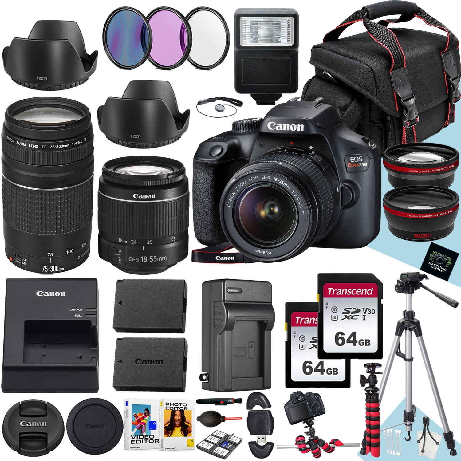 Canon EOS Rebel T100 DSLR Camera With Canon EF-S 18-55mm F/3.5-5.6 DC ...