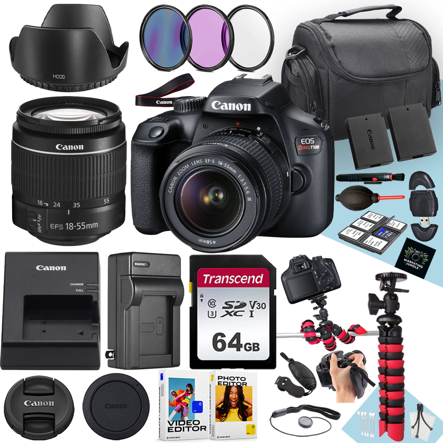 Canon EOS Rebel T100 DSLR Camera With Canon EF-S 18-55mm F/3.5-5.6 DC ...