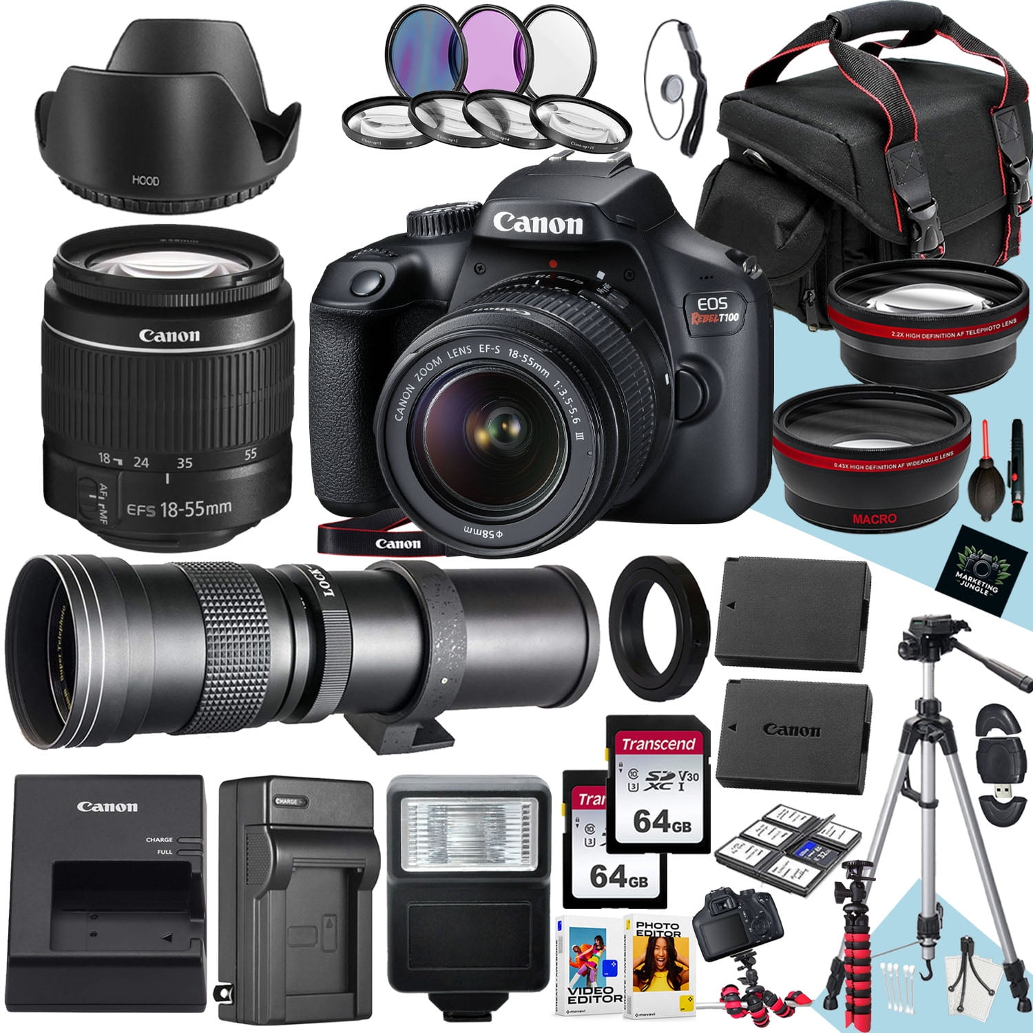 Canon EOS Rebel T100 DSLR Camera With Canon EF-S 18-55mm F/3.5-5.6 DC ...
