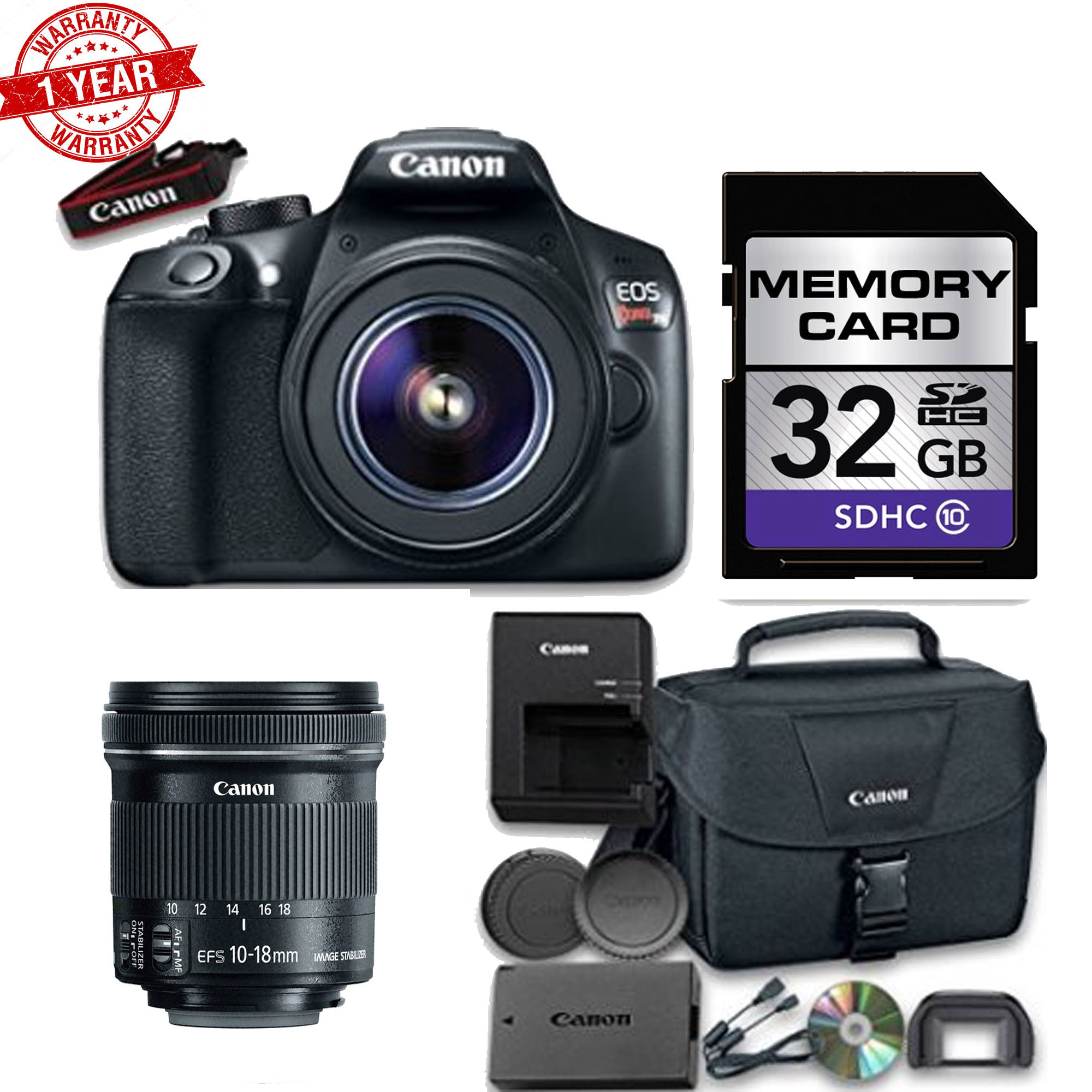 Canon EOS Rebel T6/2000D DSLR Camera Bundle with Canon EF:S 10:18mm f/4 ...