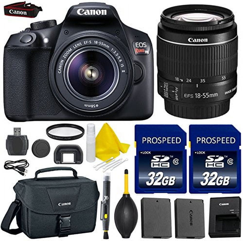 Canon EOS Rebel T6 18MP DSLR, WiFi, EF-S 18-55mm Lens, 2x 32GB Cards, UV Filter, Extra Battery ...