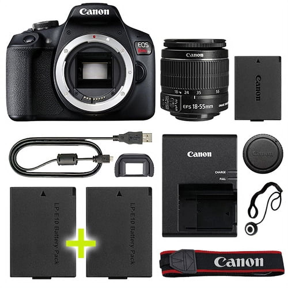 Canon EOS Rebel T7 / 2000D DSLR Camera with 18-55mm IS II Lens+ Backup ...