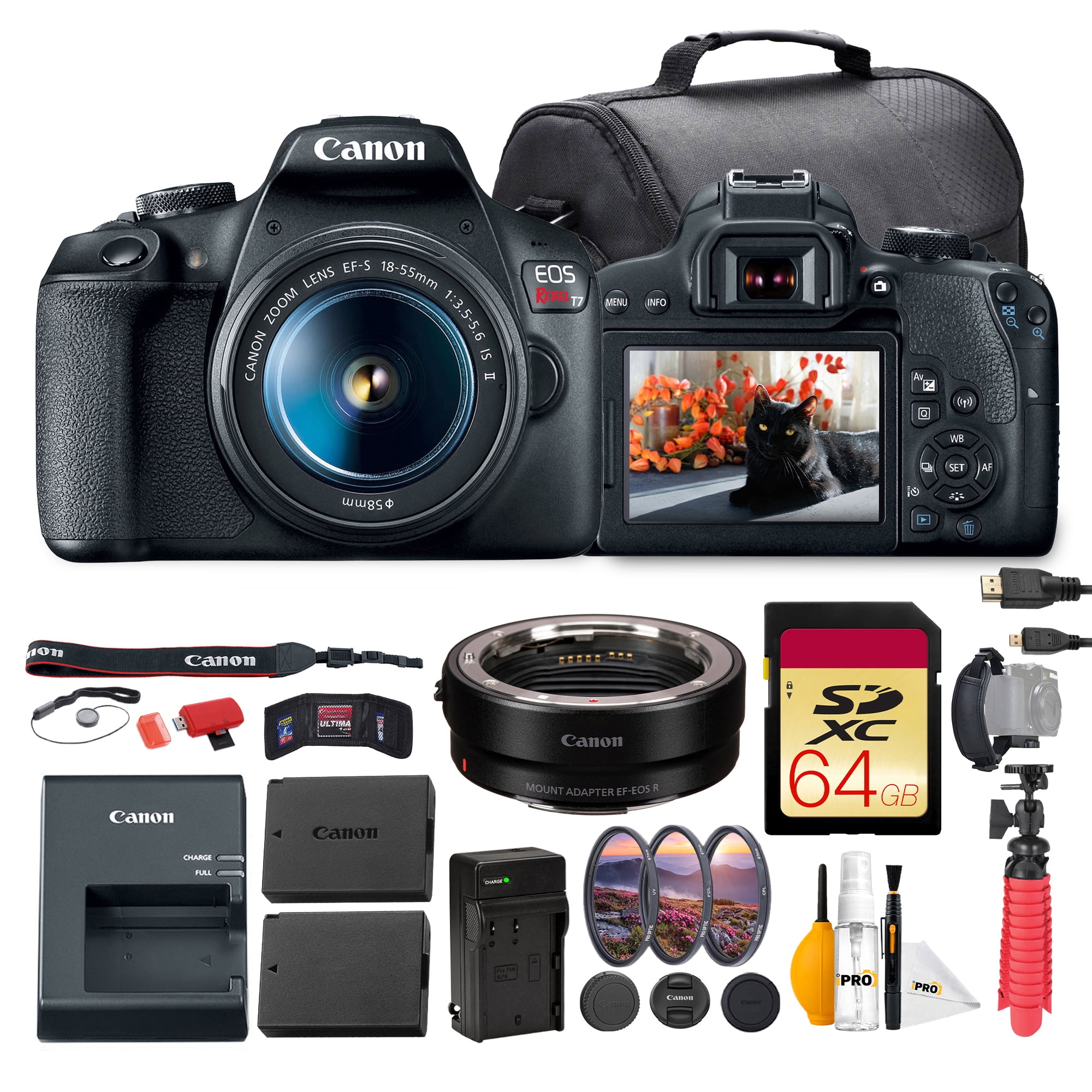 Canon EOS Rebel T7 DSLR Camera with 18-55mm Lens Bundle | 24.1MP APS-C ...
