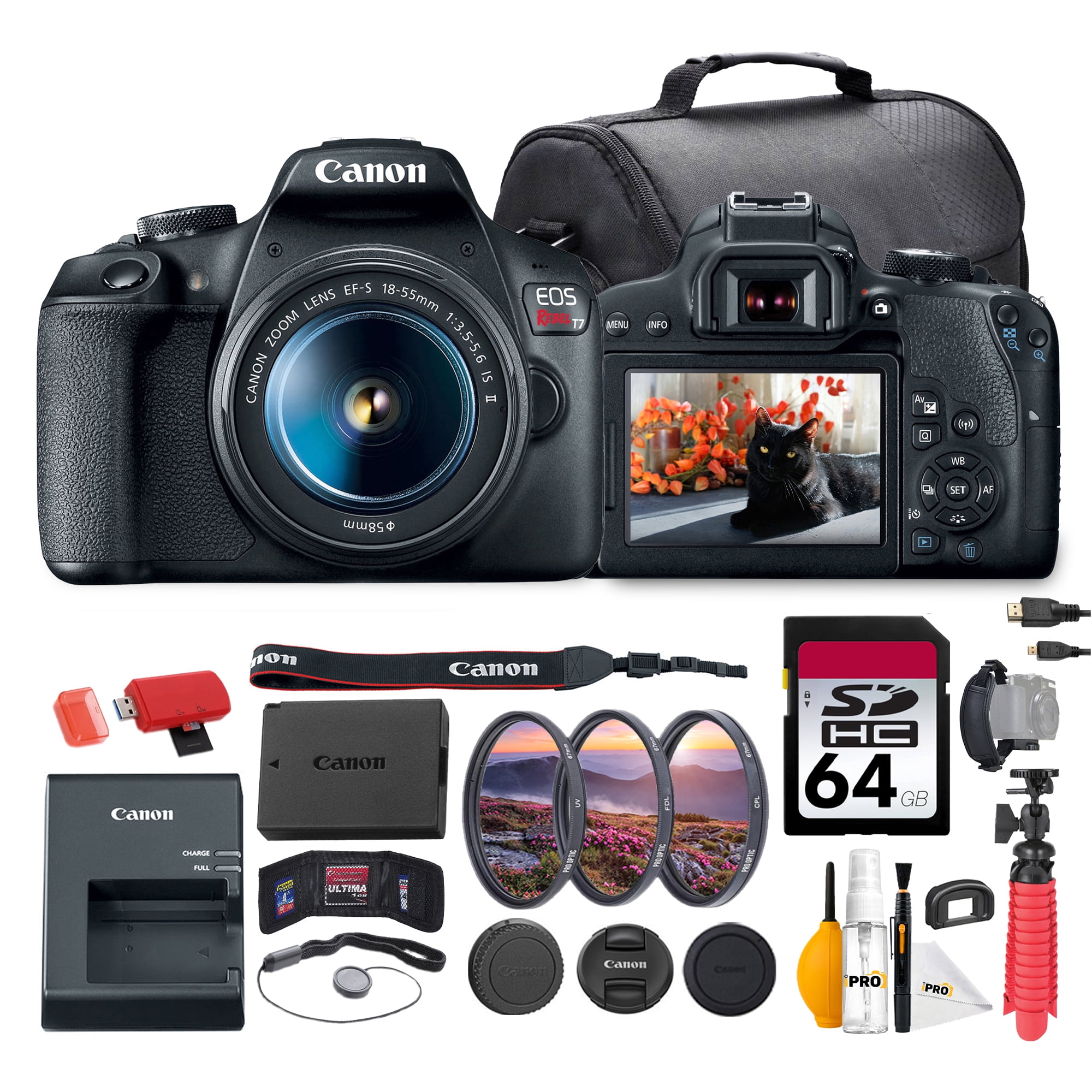 Canon EOS Rebel T7 DSLR Camera with 18-55mm Lens Bundle | 24.1MP APS-C ...