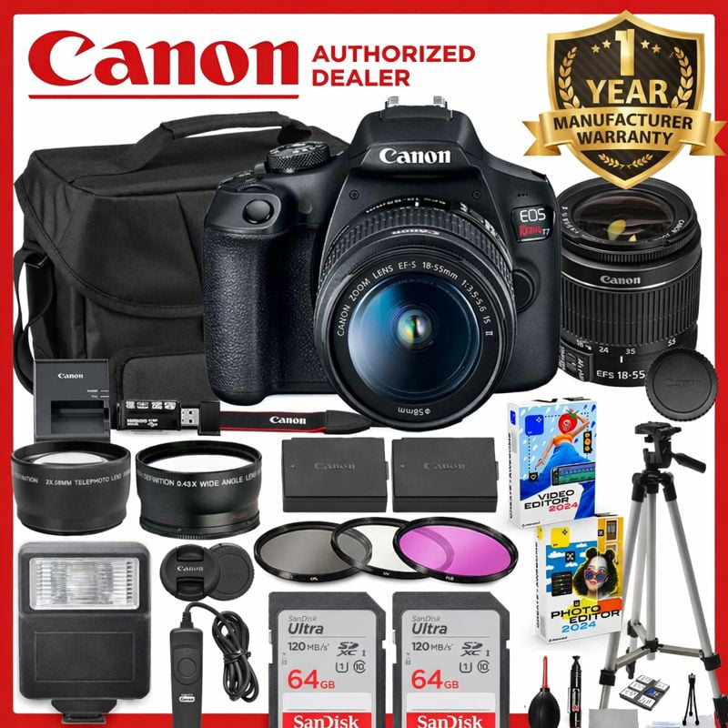 Canon EOS Rebel T7 DSLR Camera with 18-55mm Lens Bundle with Extra ...