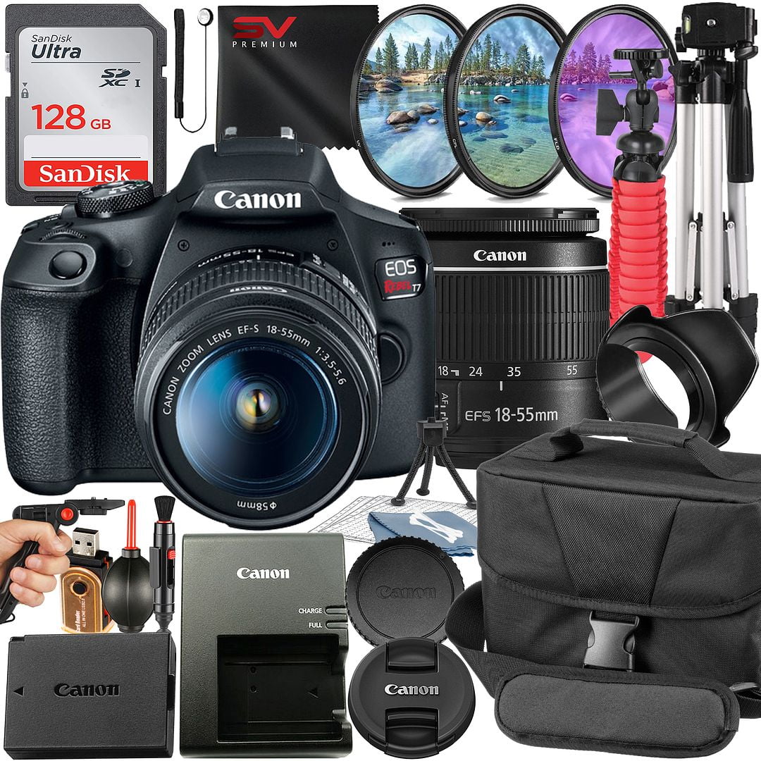 Canon EOS Rebel T7 DSLR Camera Bundle with 18-55mm Lens + 128GB SanDisk ...