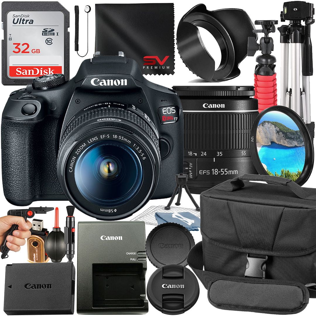Canon EOS Rebel T7 DSLR Camera Bundle with 18-55mm Zoom Lens + 32GB ...
