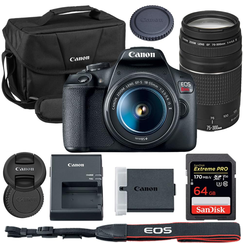 Canon EOS Rebel T7 DSLR Camera with 18-55mm & 75-300mm Lens Bundle with ...