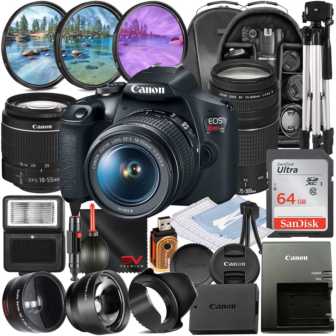 Canon EOS Rebel T7 Beginner's Digital DSLR Camera Bundle with 18-55mm ...