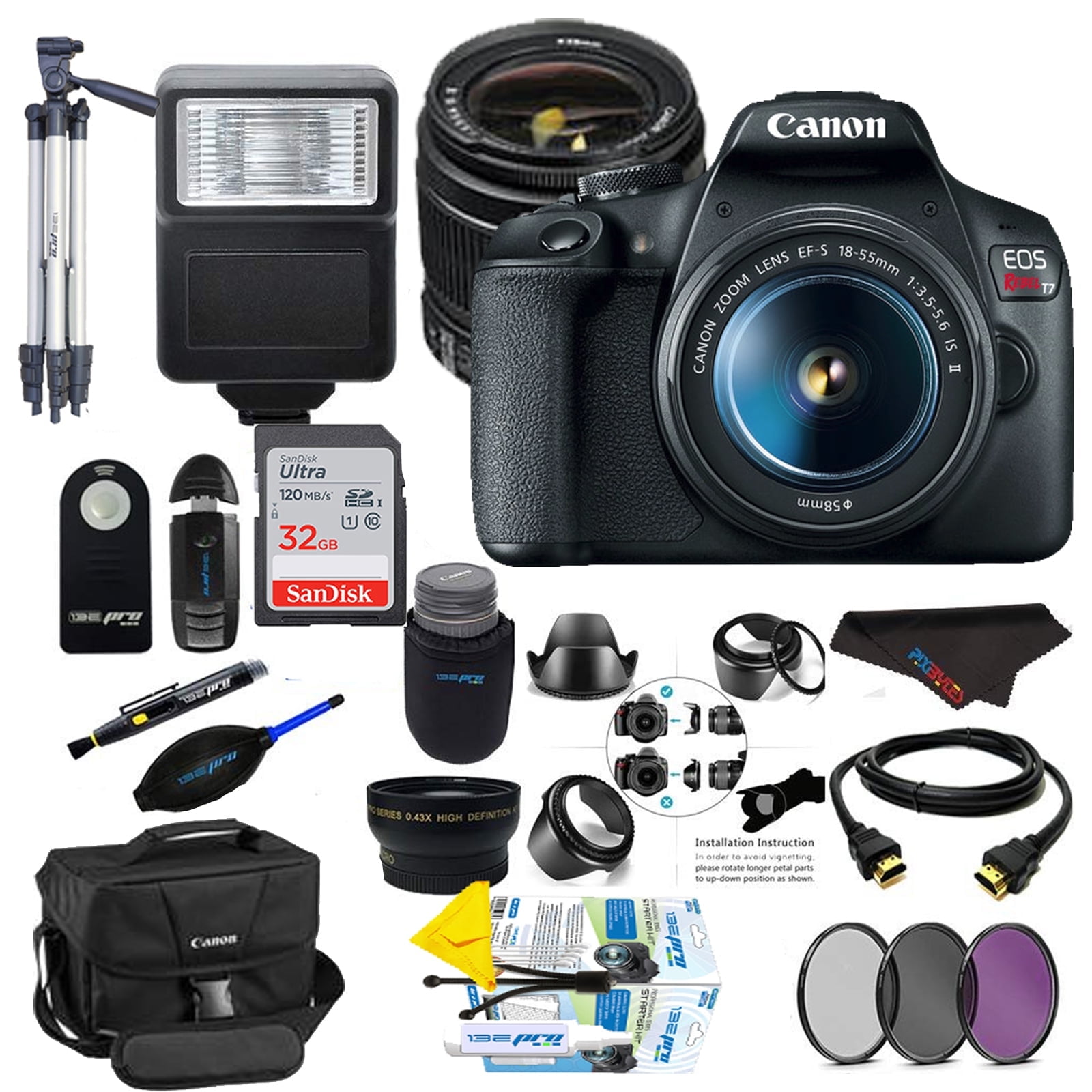 Canon EOS Rebel T7 Digital SLR Camera with 24.1MP APS-C CMOS sensor and ...