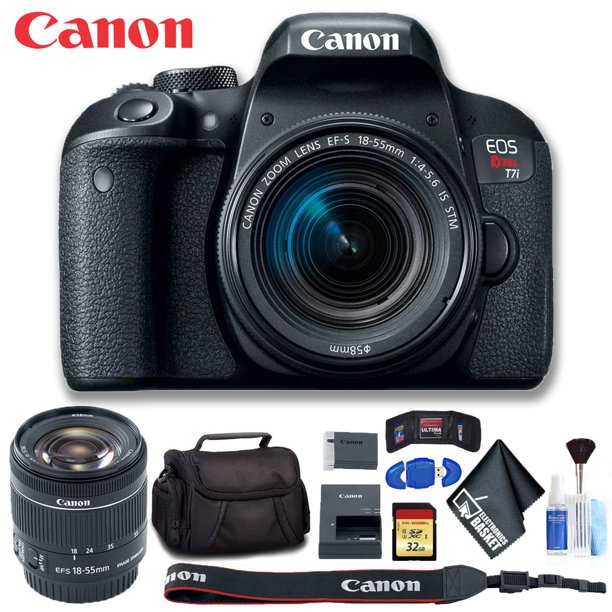 Canon EOS Rebel T7i DSLR Camera with 18-55mm Lens (Intl Model) Deluxe Bundle - Walmart Business ...