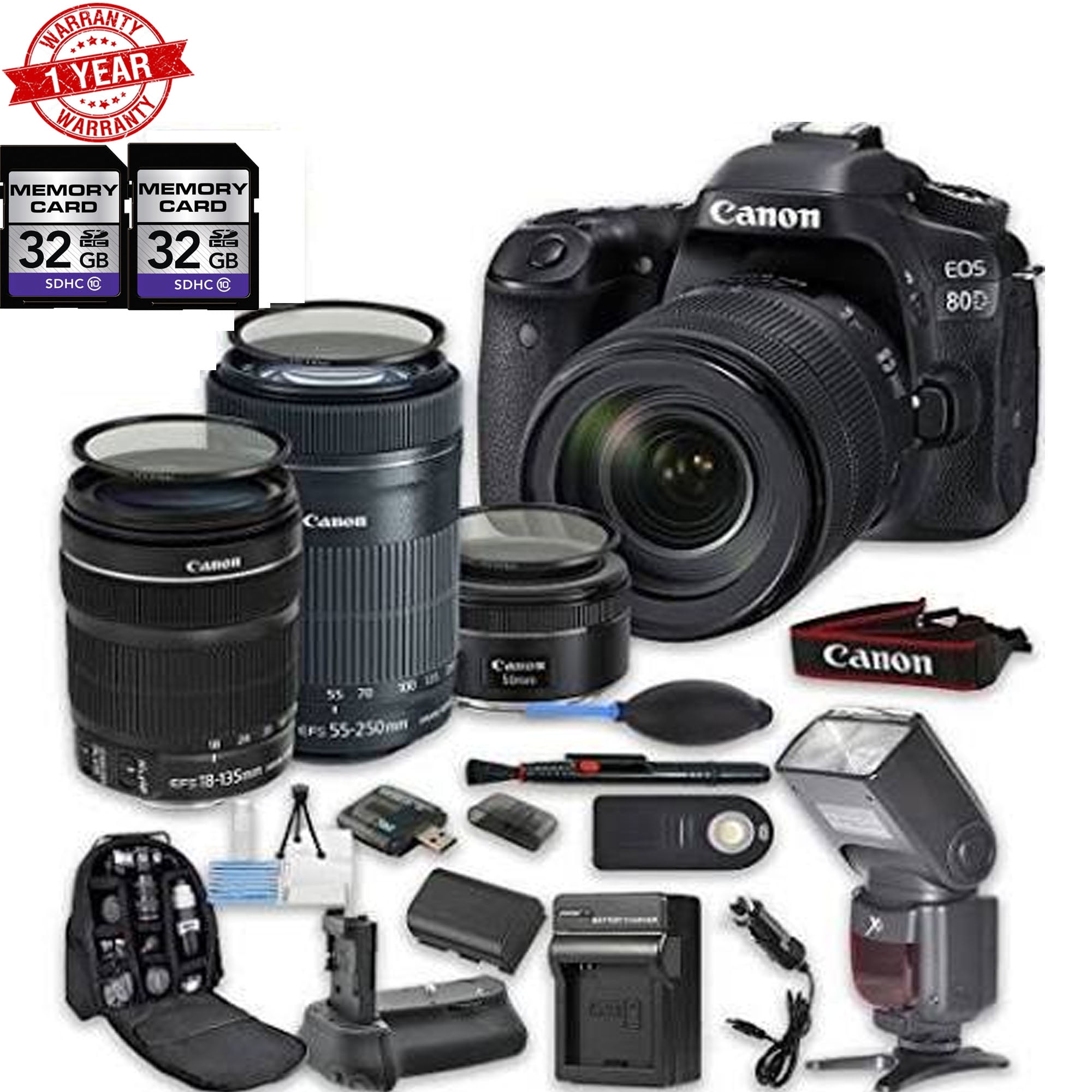 Canon Eos 80D DSLR Camera Bundle w/ EF-S 18-55mm f/3.5-5.6 Is STM Lens ...