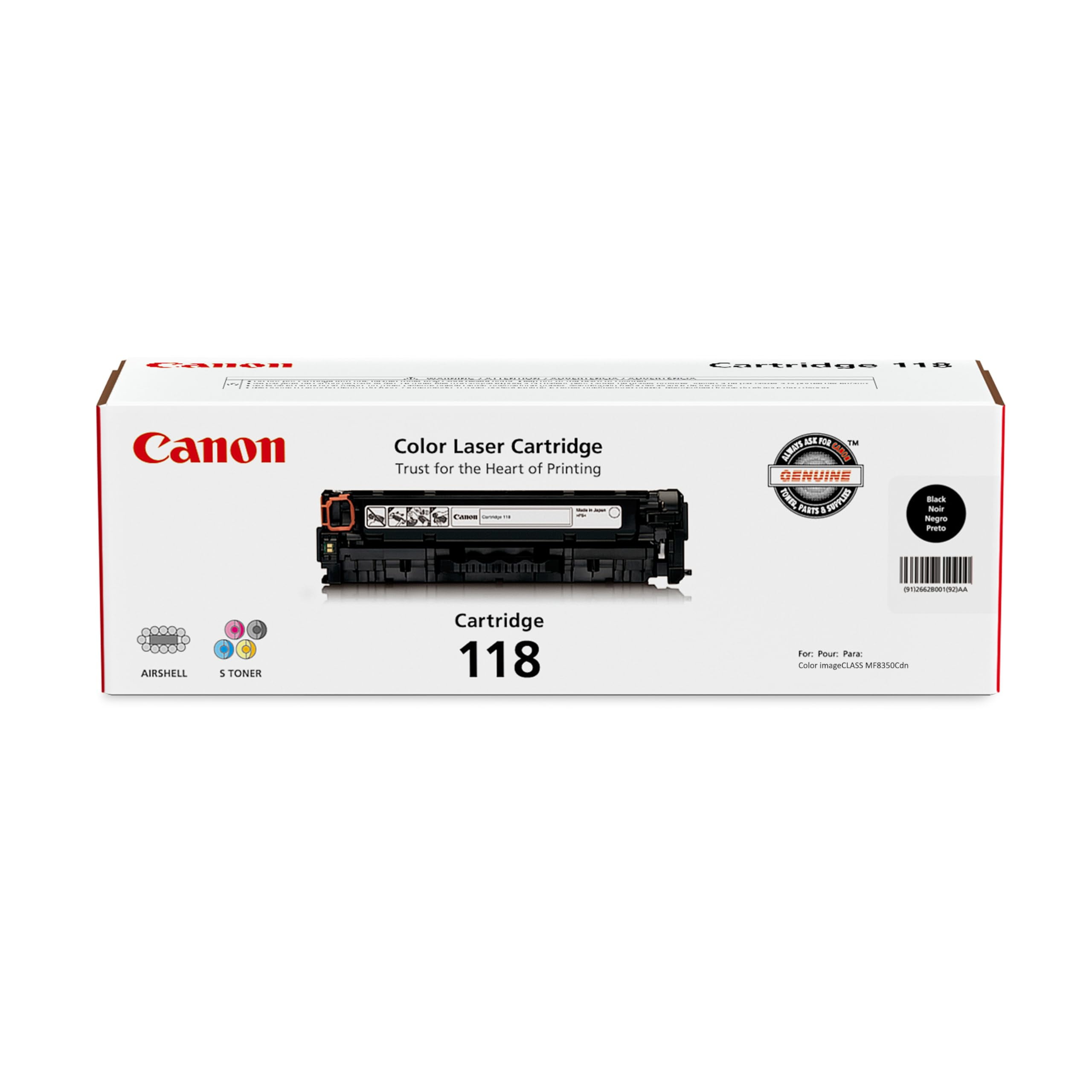 Canon Genuine 118 Black Toner Cartridge Compatible with MF720 Series ...