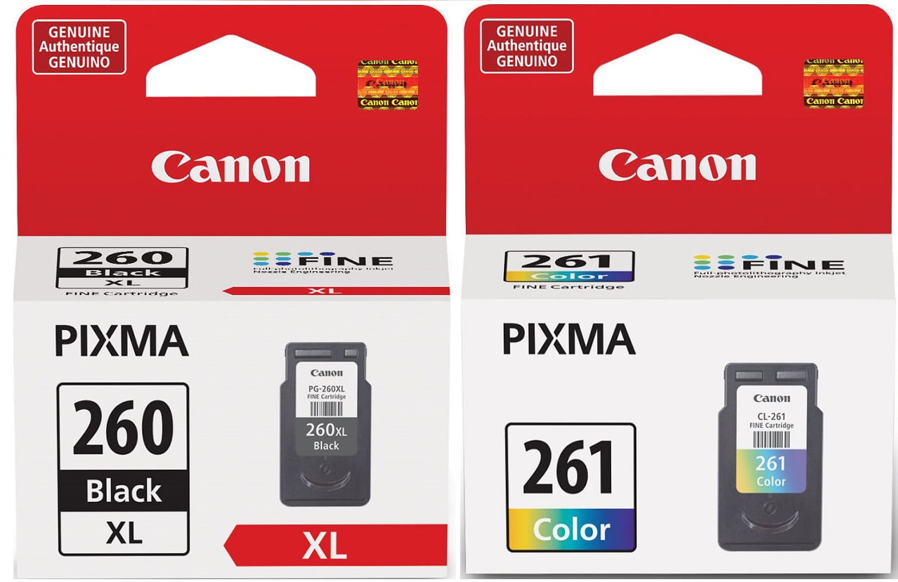 Canon Genuine Black and Color Ink Cartridge, PG-260 XL Black, CL-261 ...