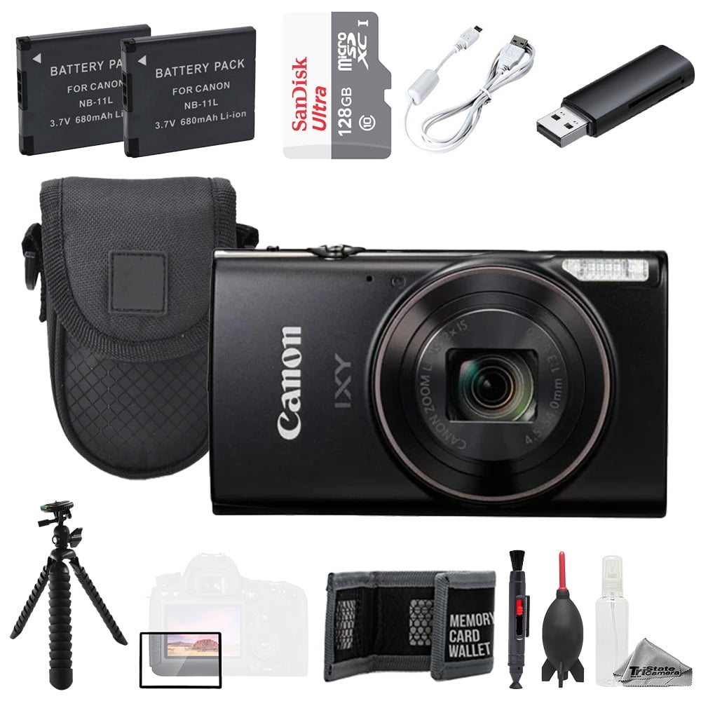 Canon IXY 650 m (PowerShot Elph 360 HS A) Camera - Black + 128GB + Tripod + Extra Batt - Value ...