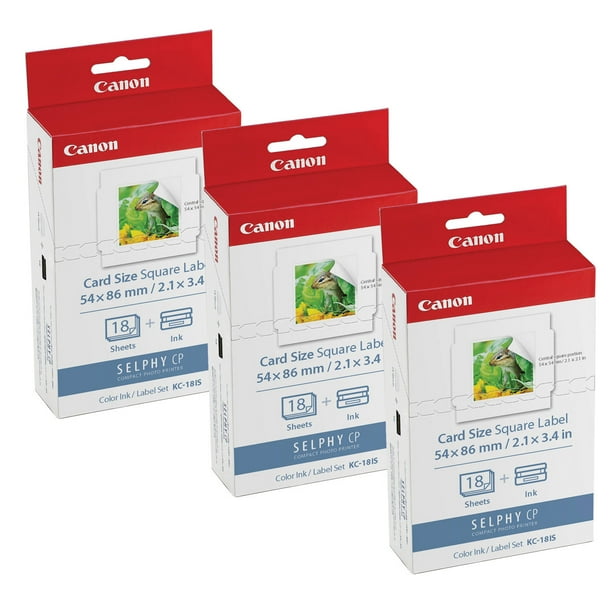 Canon KC-18IS Card Size Square Label Ink and Paper Set for SELPHY CP900 ...