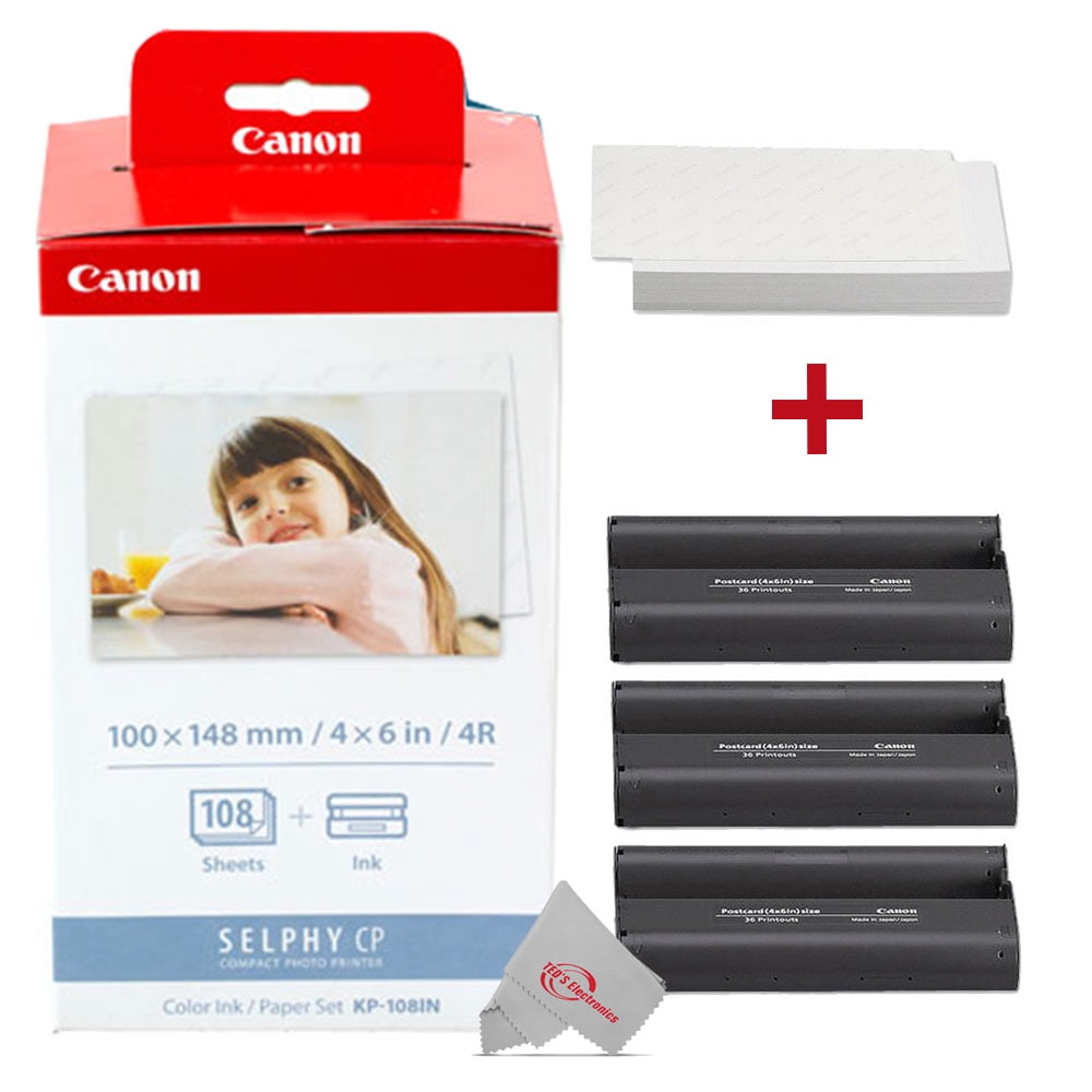 Canon KP-108IN Selphy Color Ink 4x6 Paper Set 3115B001 for SELPHY CP910 ...
