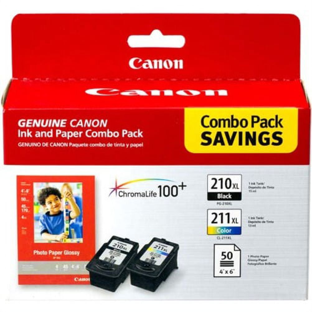 Canon PG-210/CL-211 XL Original Ink Cartridge/Paper Kit, Combo Pack ...