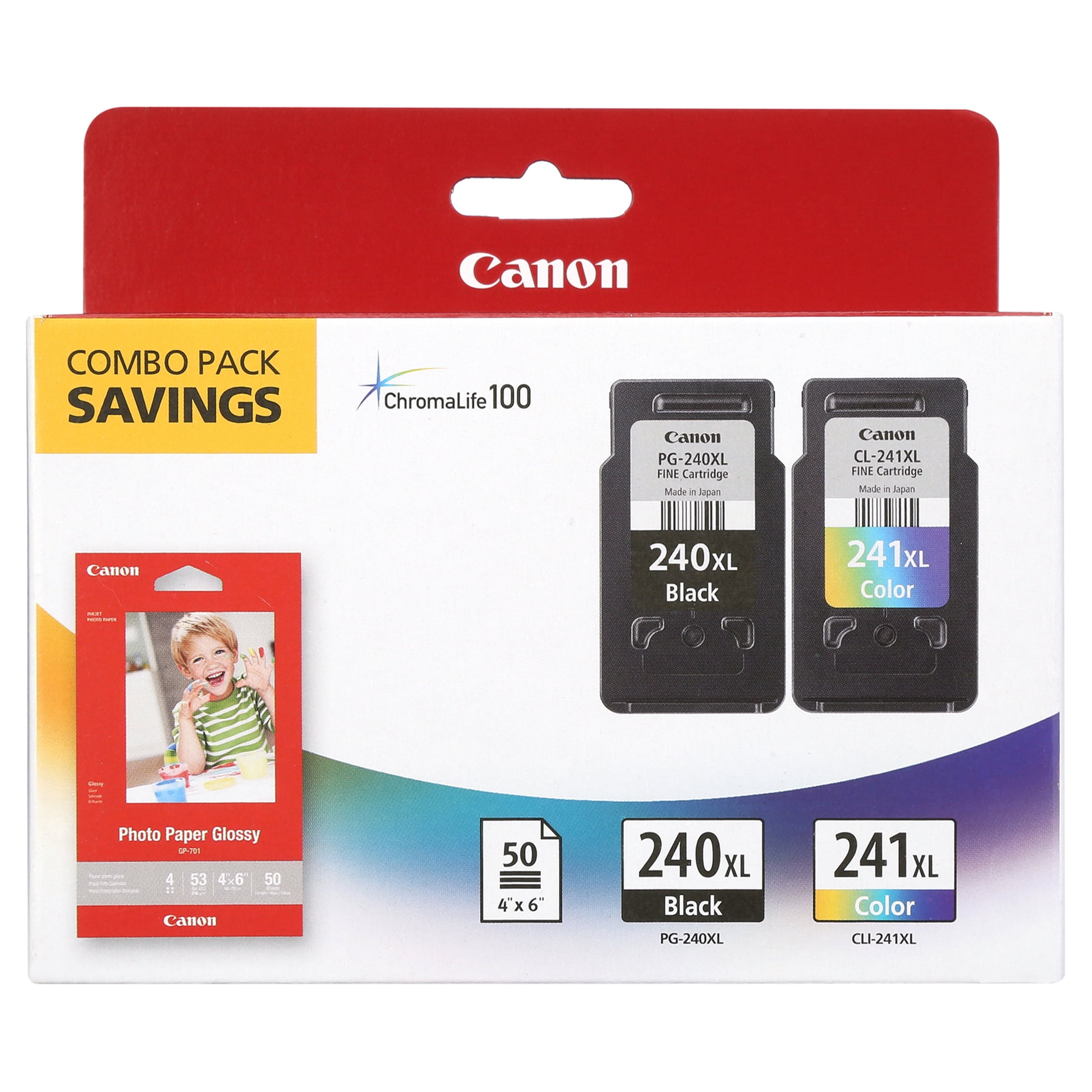Canon PG-240XL/CL-241XL/GP-502 High Yield Ink Cartridges + Photo Paper ...