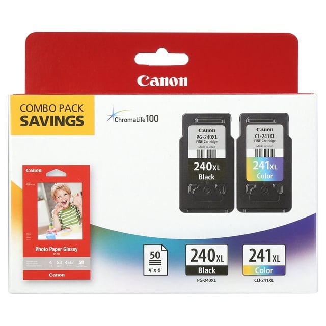 Canon PG-240XL/CL-241XL/GP-502 High Yield Ink Cartridges + Photo Paper ...
