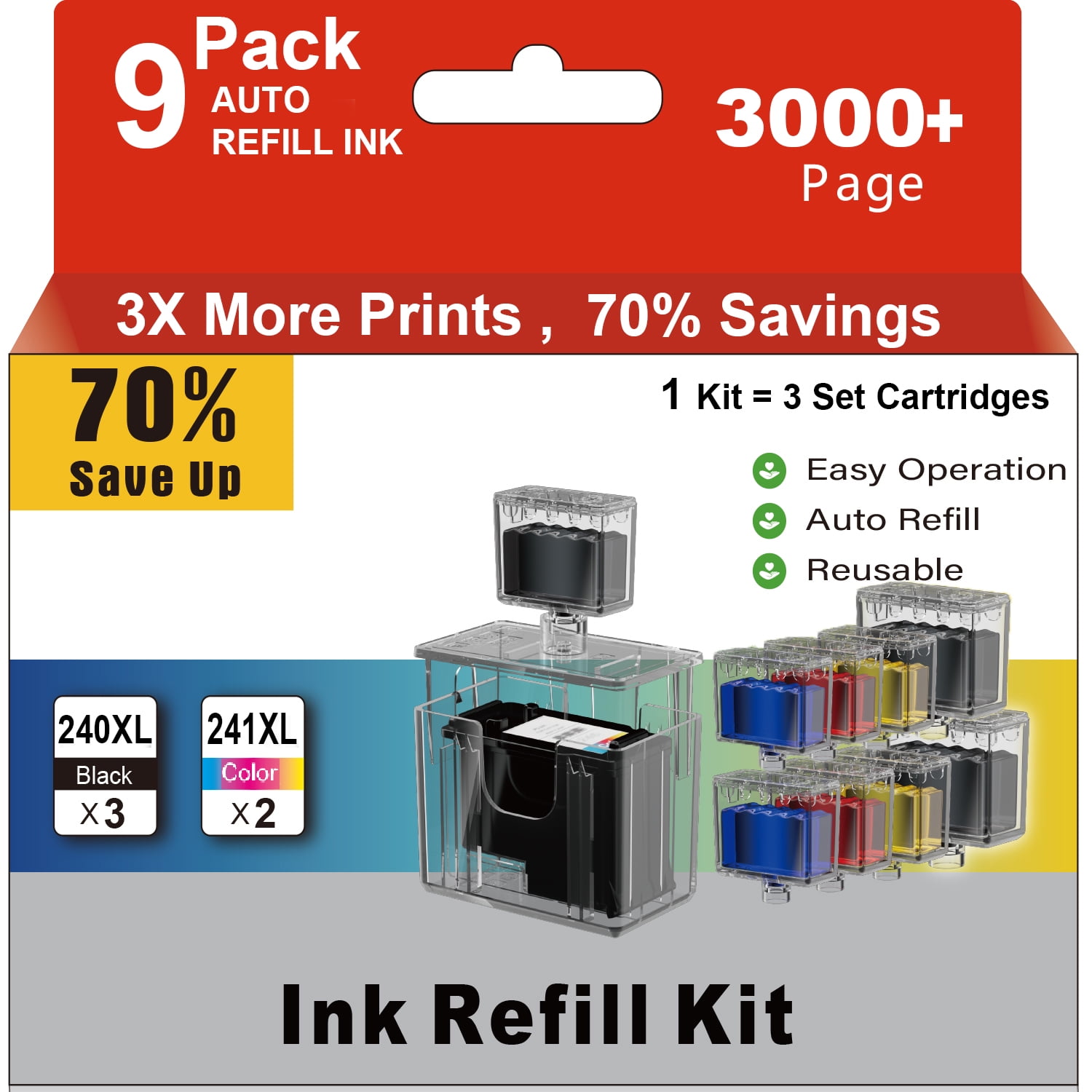 Canon PG-240XL/CL-241XL Ink Kit for Refill to use for Canon 240 241 Ink Cartridge Canon 240XL ...