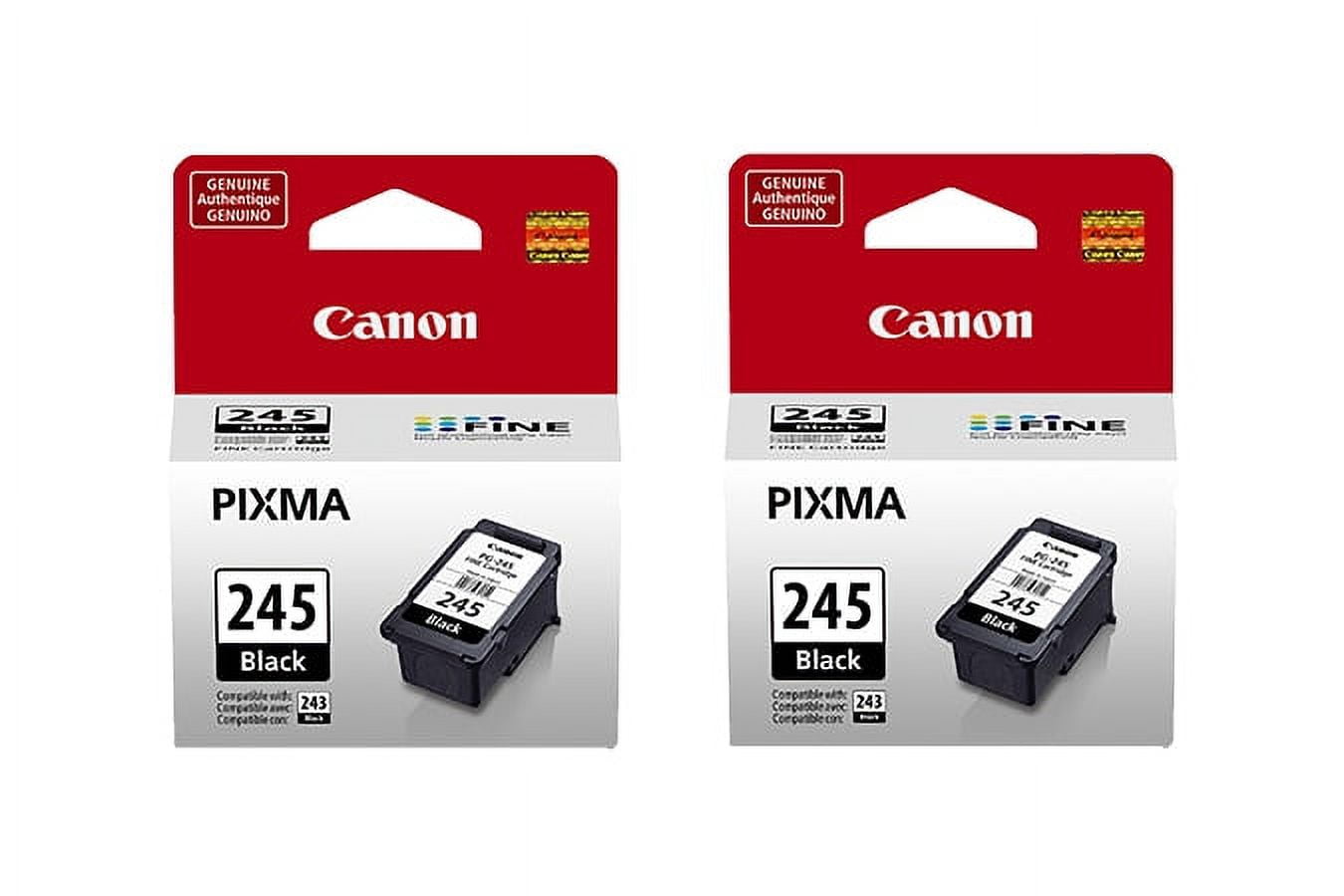 Canon PG-245 Standard Yield Black Ink Cartridge, 2 PACK, Compatible ...