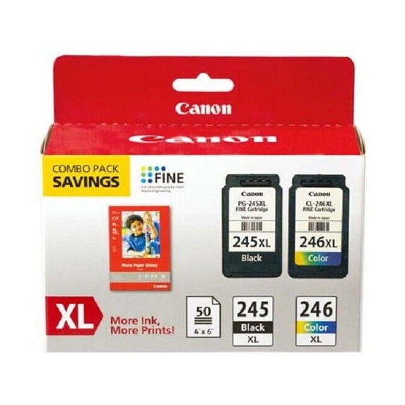 Canon PG-245XL CL-246XL Ink Printer Cartridge, Black Tri-Color, 2 Count ...