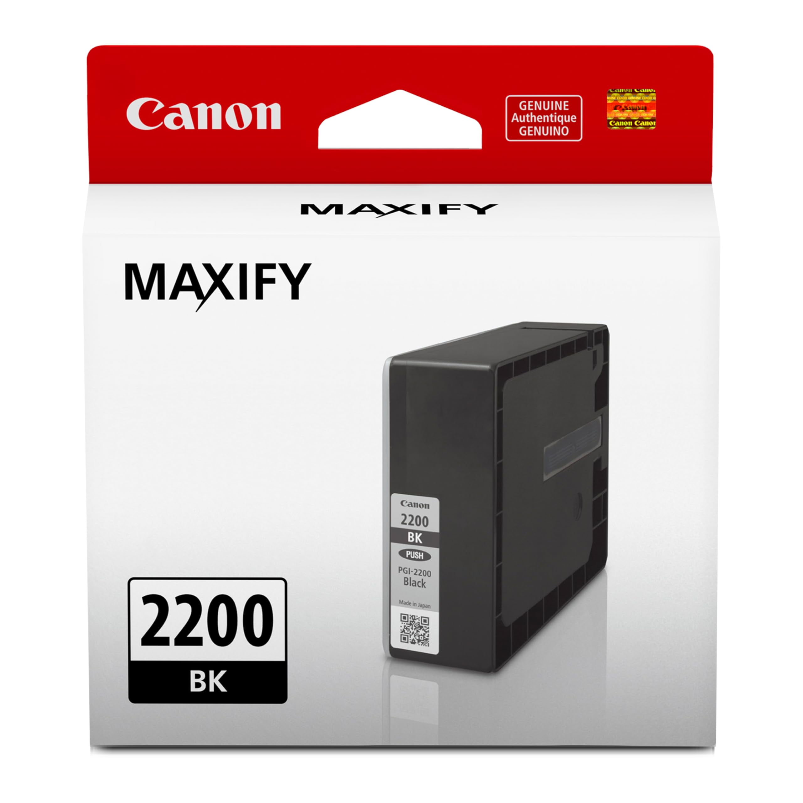 Canon PGI-2200 Genuine Pigment Black Ink Tank, Compatible with IB4120 ...