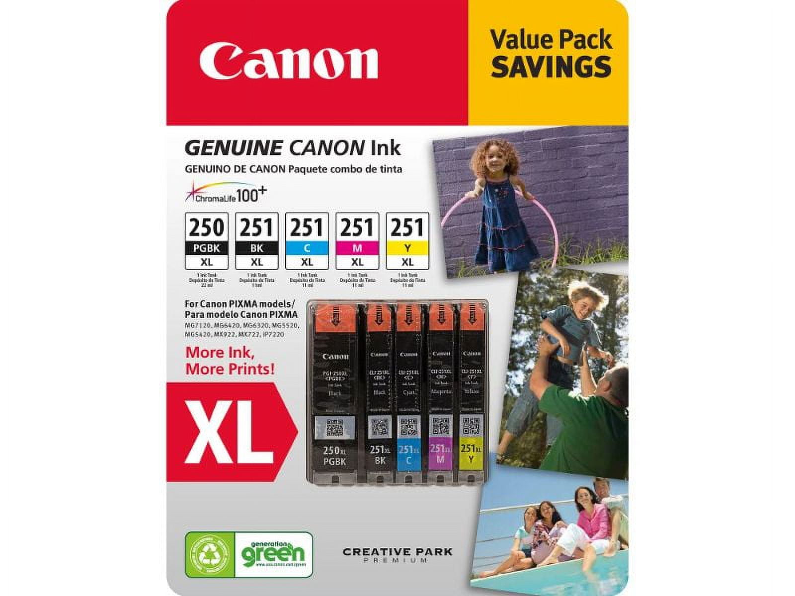 Canon PGI-250XL/CLI-251XL XL Ink Tank Value Pack for PIXMA Printer, C/M ...