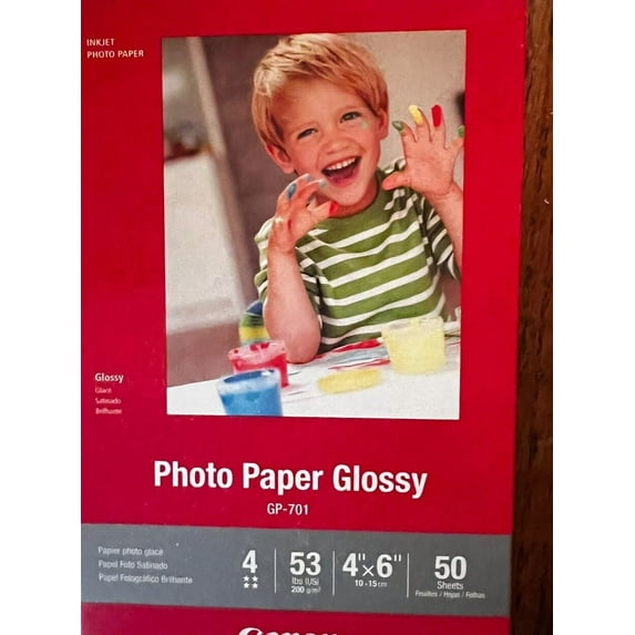 Canon Photo Paper Plus Glossy Gp-701 4X6 Inkjet Photo Paper 50 Sheets ...