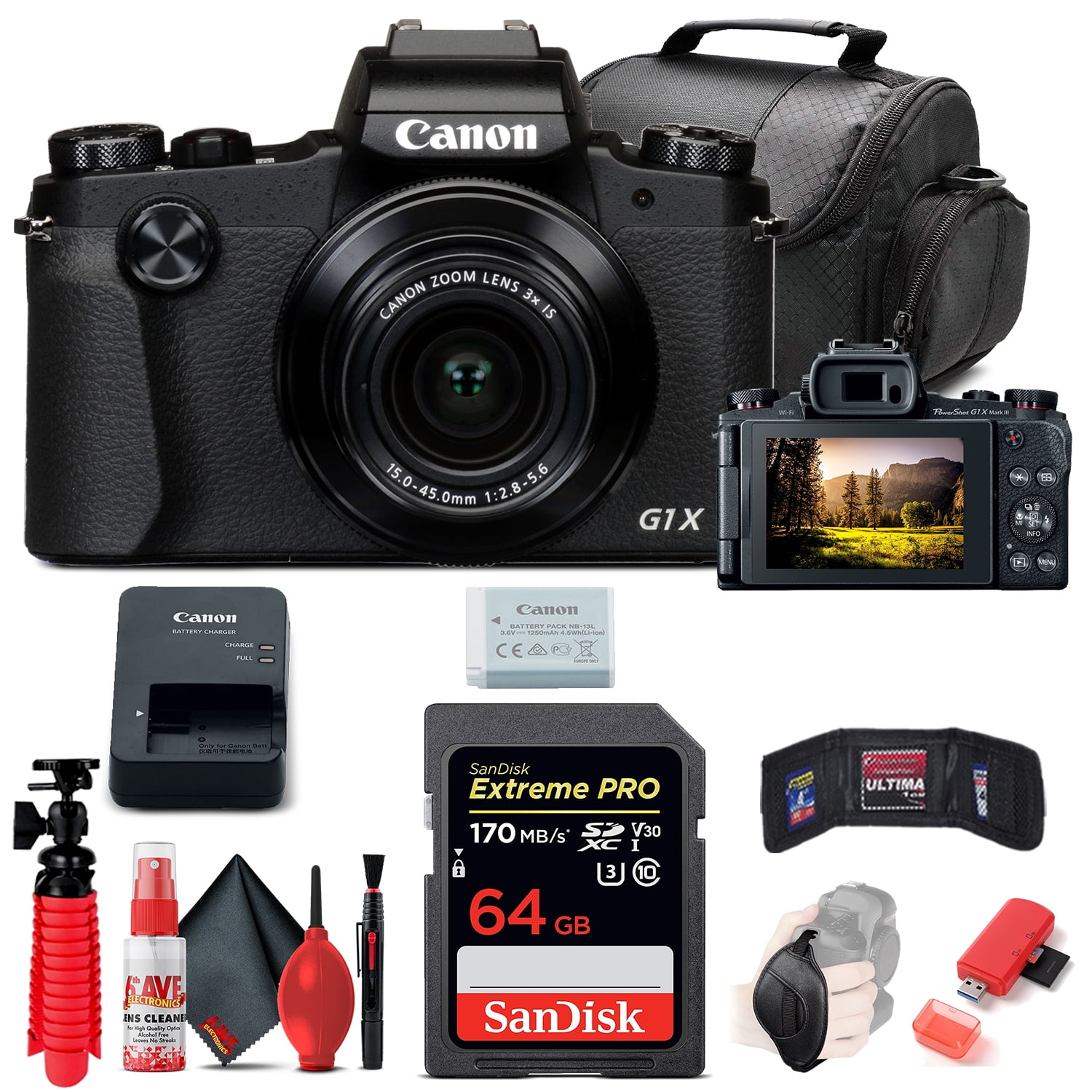Canon PowerShot G1 X Mark III Digital Camera Bundle with 64GB Card ...