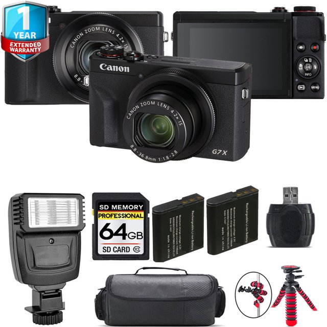 Canon PowerShot G7 X Mark III Digital Camera Package Bundle - 1 Year Warranty + Flash, 64GB Kit ...
