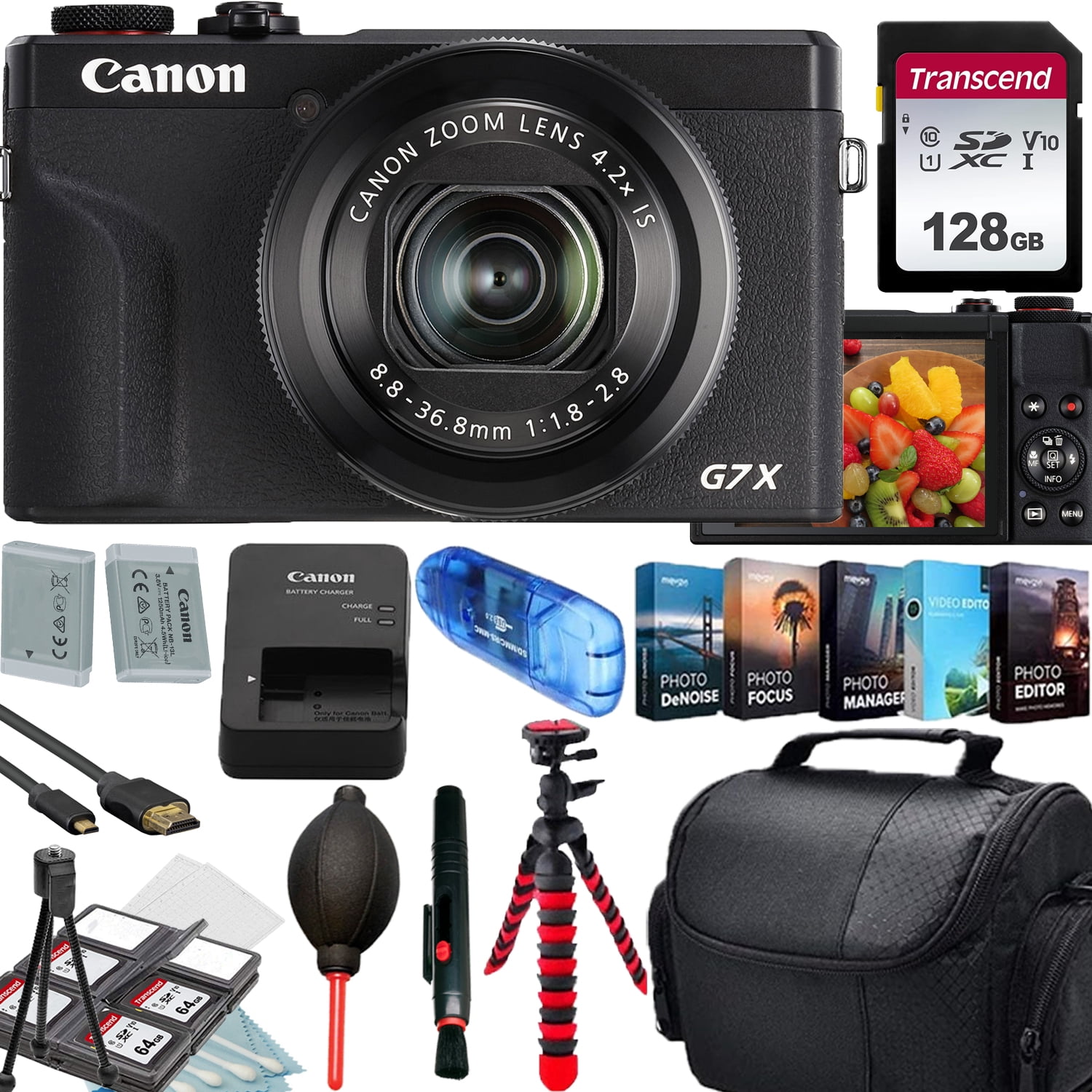 Canon PowerShot G7 X Mark III Camera with 128GB Card, Bag, Tripod ...