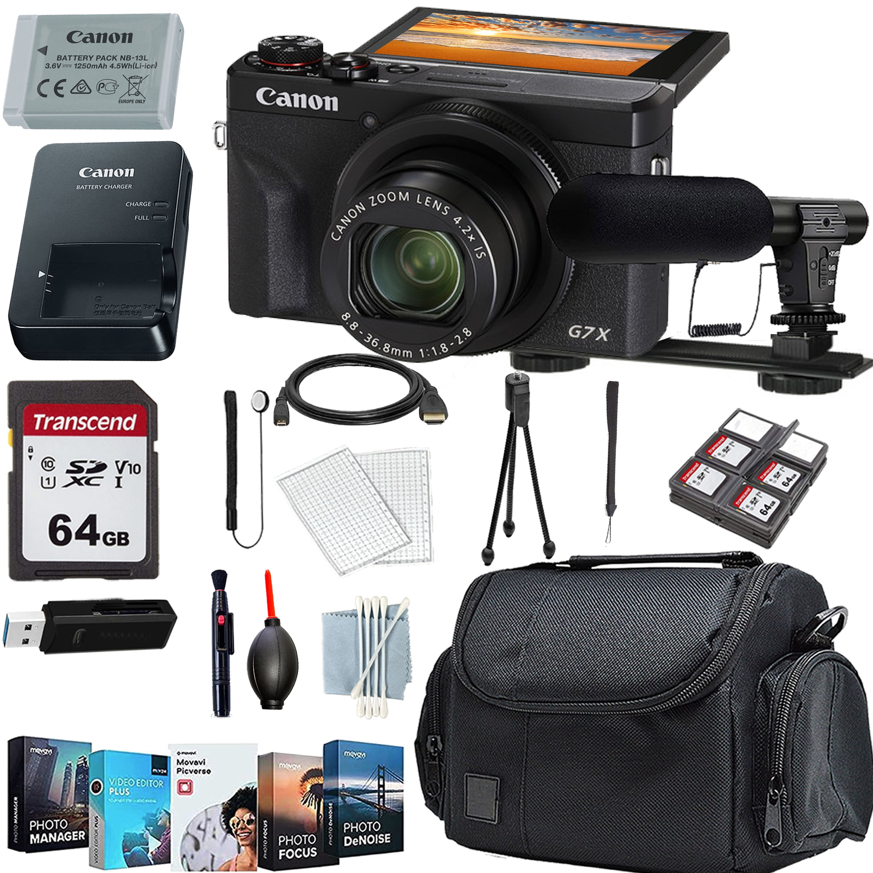 Canon PowerShot G7 X Mark III Camera, 64GB, Case, Mic, Photography ...