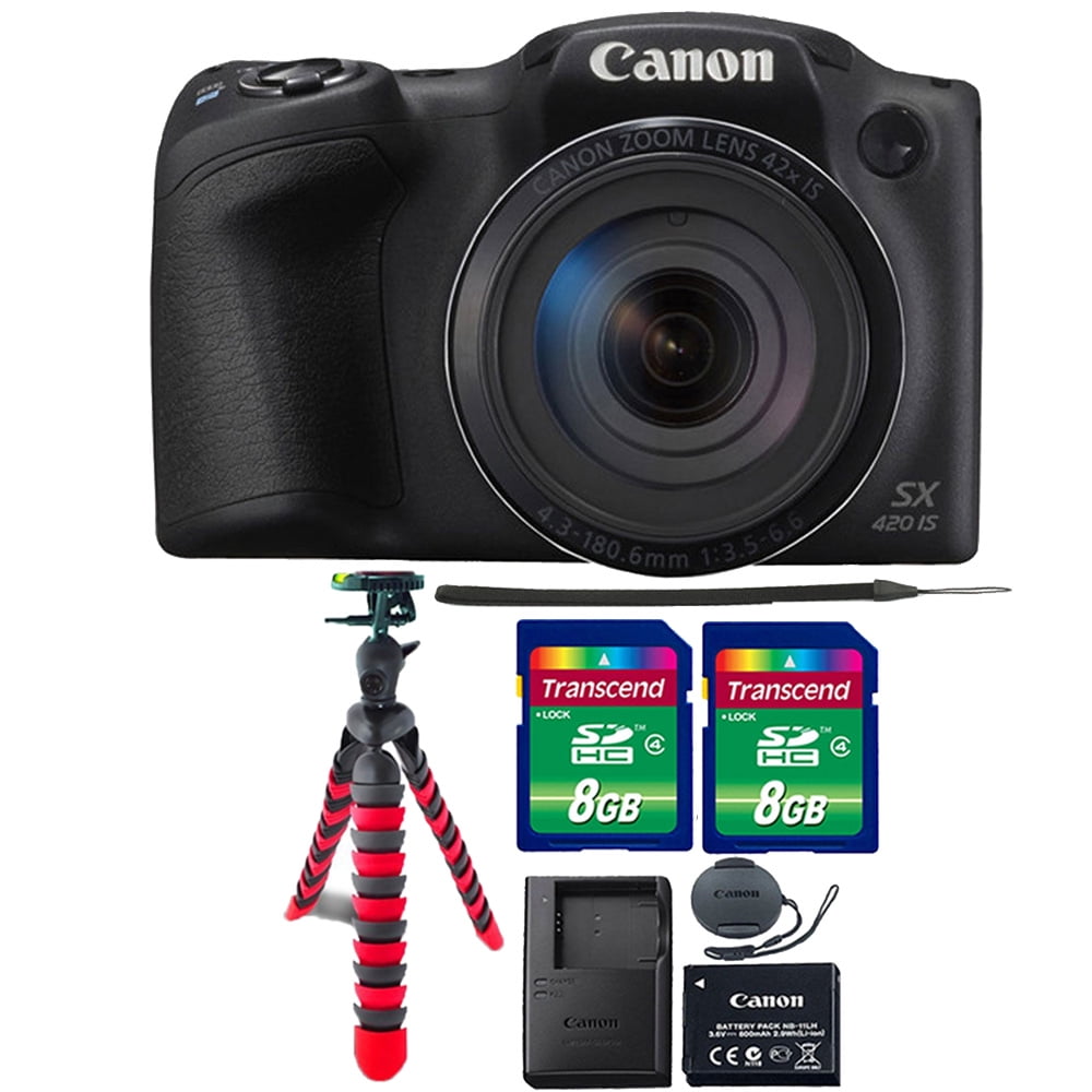 Canon PowerShot SX420 IS 20.0MP Built-In Wi-Fi / NFC Digital Camera Black with Tripod & 16GB ...