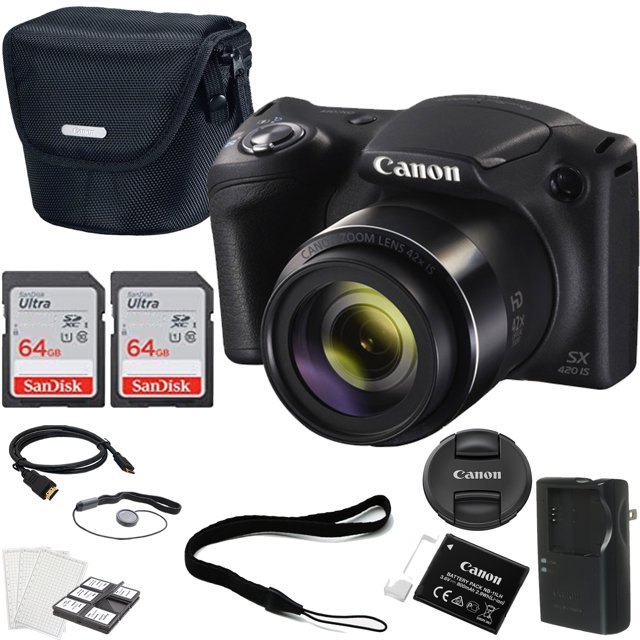 Canon PowerShot SX420 IS Digital Camera - Point Shoot Photography, Video, 2X 64GB Memory, Case ...