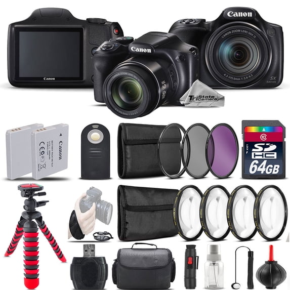 Canon PowerShot SX540 HS Digital Camera + 2 x Tripod + EXT BAT + Filter ...
