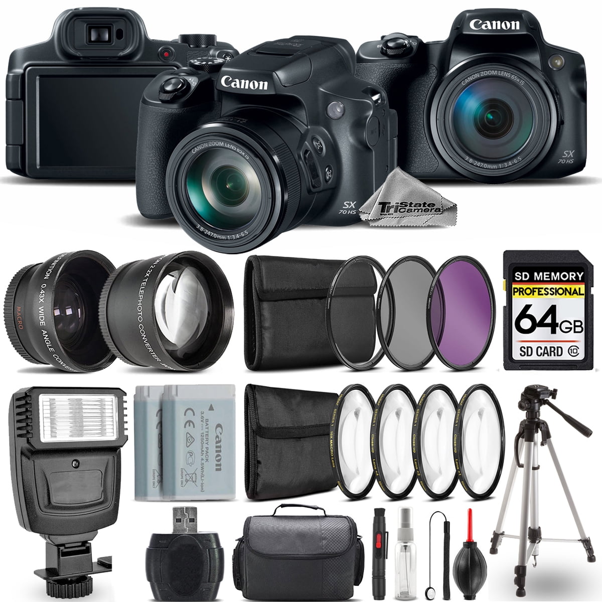 Canon PowerShot SX70 HS Professional DSLR Camera+Wide Angle&Telephoto ...