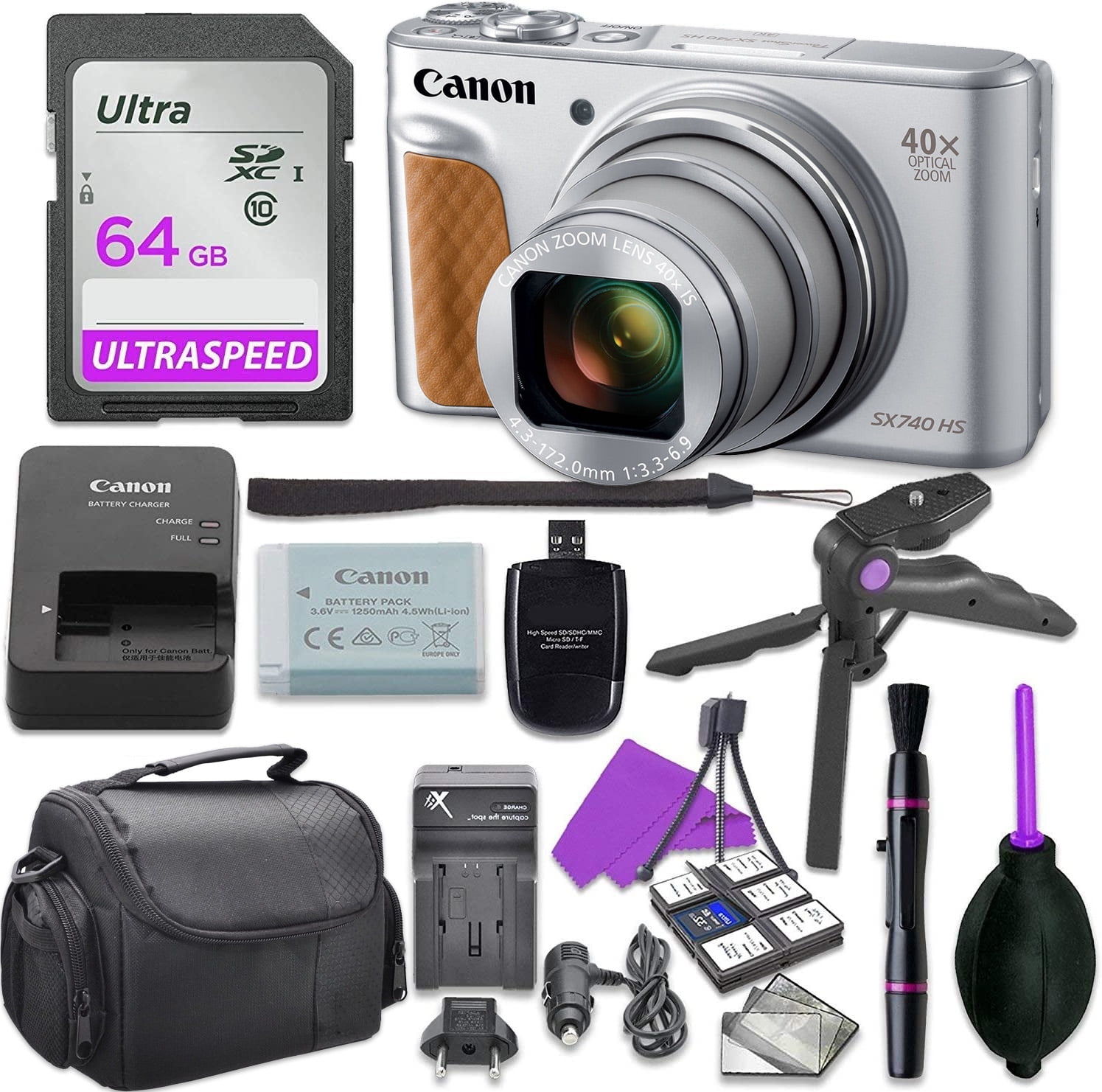 Canon PowerShot SX740 Camera Bundle with Wi-Fi, Bluetooth, 64GB SD ...
