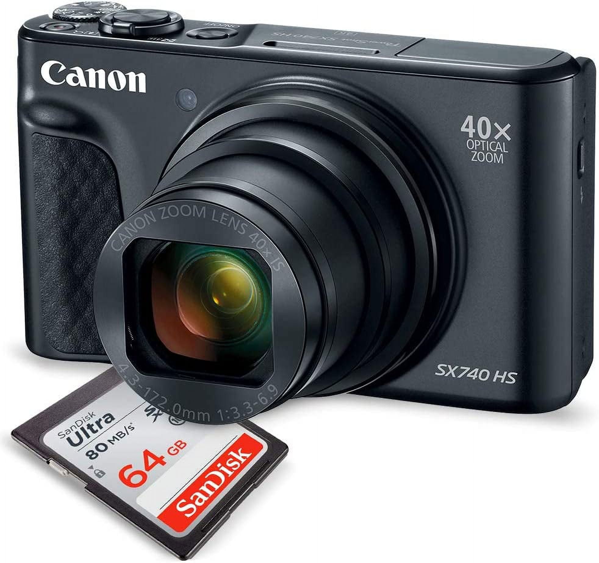 Canon PowerShot SX740 HS WiFi & Bluetooth Digital Camera, 20MP, 40x Optical Zoom, 64GB SD Card ...